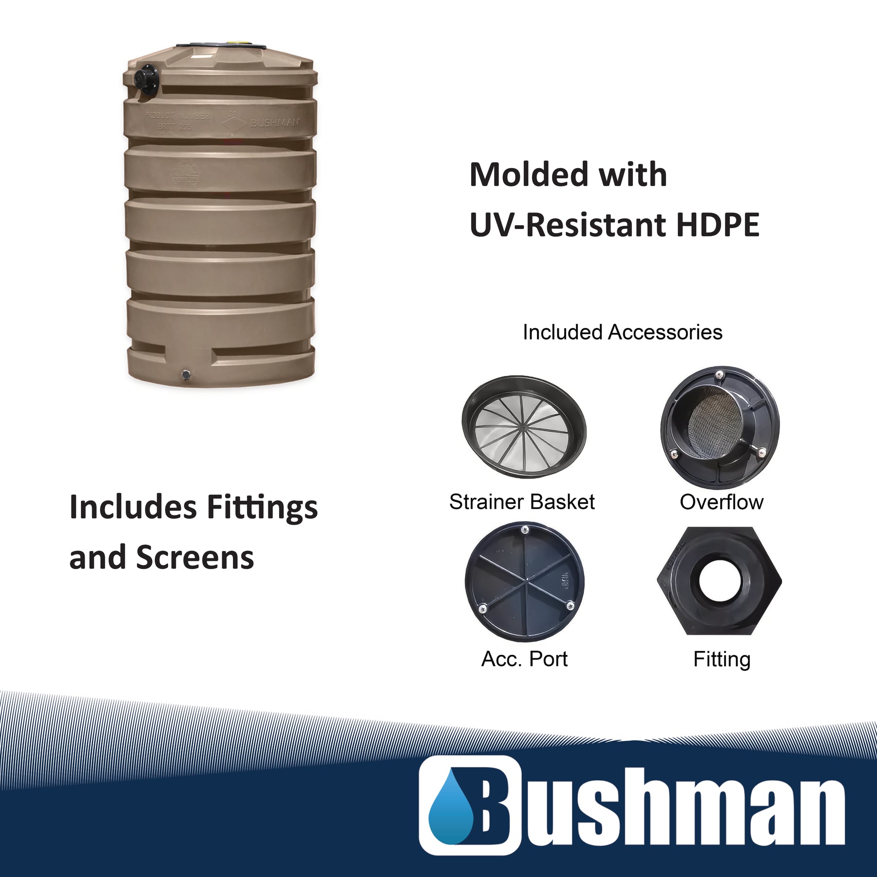 Bushman 205 Gallon Rainwater Harvesting Tank - Mocha – Good Ideas